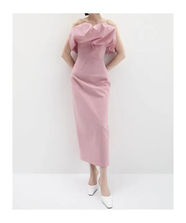 Magda Butrym Sculptural Neckline Fitted Dress