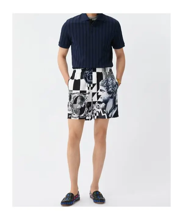 Versace Printed Silk Twill Shorts - Black