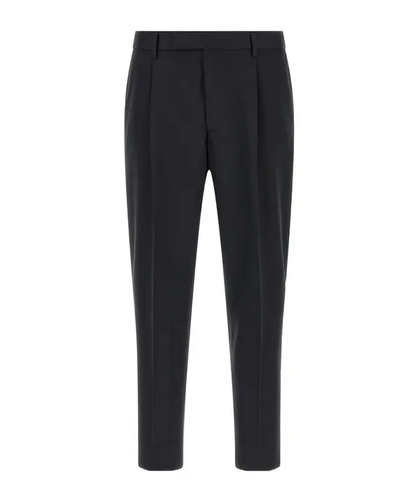 Zegna Navy Cotton And Wool Pants