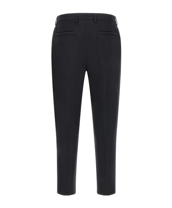 Zegna Navy Cotton And Wool Pants