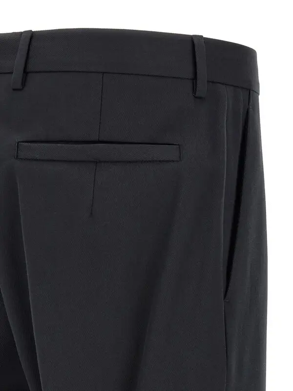 Zegna Navy Cotton And Wool Pants