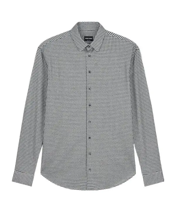 Giorgio Armani Geometric Flock Print Shirt - Patterned