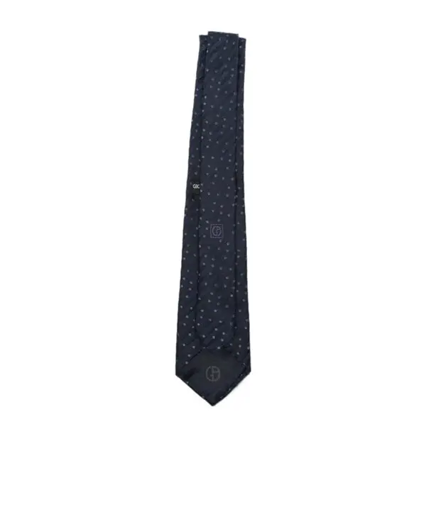 Giorgio Armani Polka Dot Diagonal Stripe Neck Tie - Blue Fancy