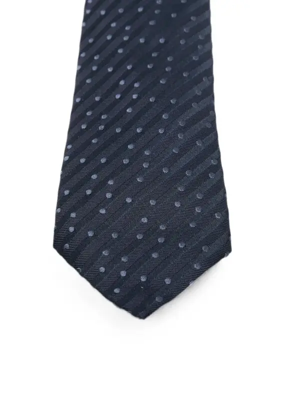 Giorgio Armani Polka Dot Diagonal Stripe Neck Tie - Blue Fancy