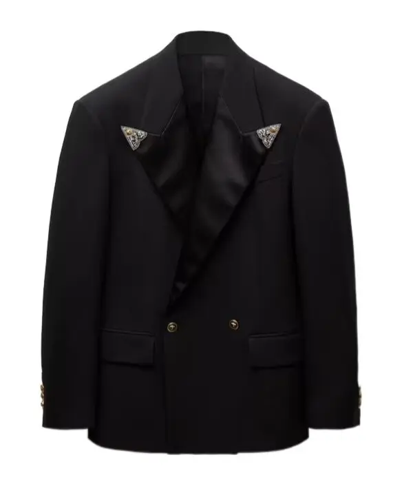 Versace Embellished Lapel Double-breasted Blazer