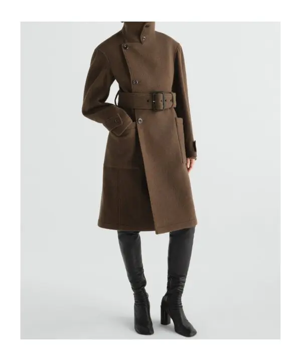 LEMAIRE Fitted Wrap Coat In Felted Wool And Alpaca Blend