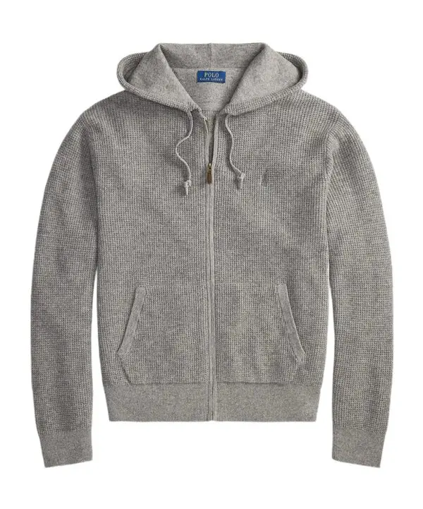 Polo Ralph Lauren Waffle Knit Full-zip Hoodie - Grey