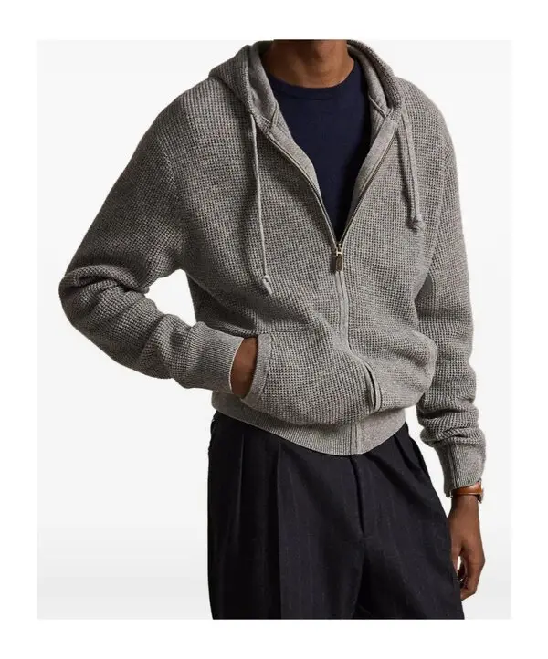 Polo Ralph Lauren Waffle Knit Full-zip Hoodie - Grey