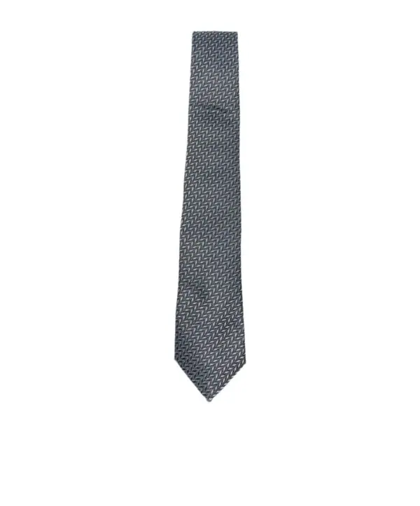 Giorgio Armani Silk Chevron Patterned Neck Tie - Grey Fancy