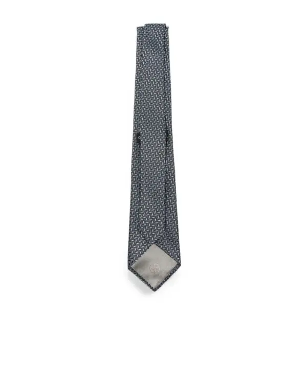 Giorgio Armani Silk Chevron Patterned Neck Tie - Grey Fancy