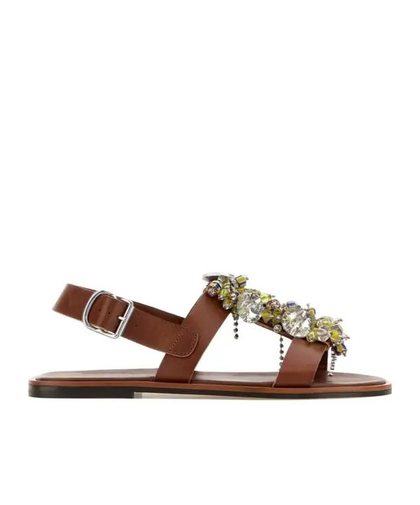 Dries Van Noten Embellished Strap Flat Sandals