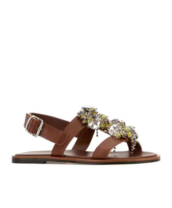 Dries Van Noten Embellished Strap Flat Sandals