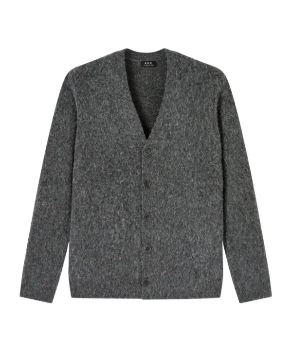 A.p.c. Pierre Cardigan Charcoal Gray Alpaca Wool Cardigan - Anthracite