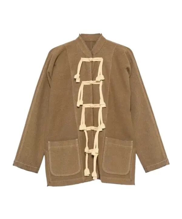 UMA WANG Long-sleeved Tie Detailed Casual Jacket - Tan