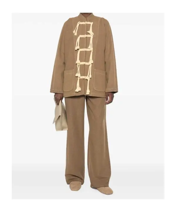 UMA WANG Long-sleeved Tie Detailed Casual Jacket - Tan