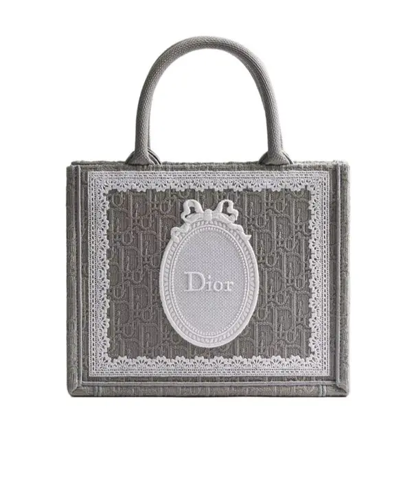 Dior Small Book Tote With Strap - Grey