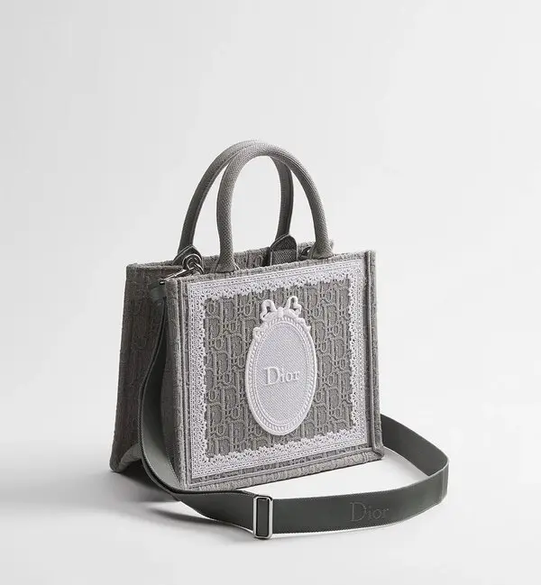 Dior Small Book Tote With Strap - Grey
