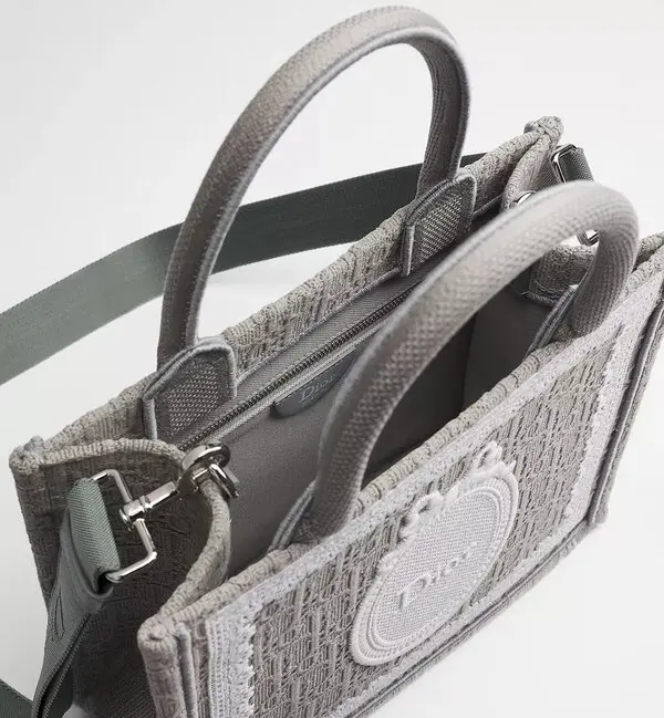 Dior Small Book Tote With Strap - Grey