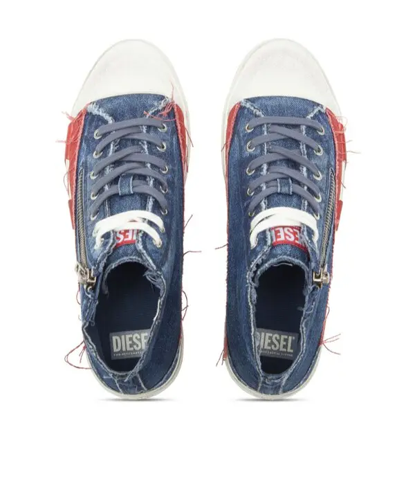 DIESEL® Distressed Denim High-top Sneakers