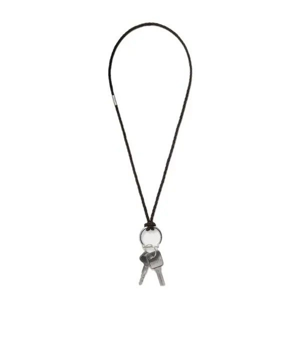 LEMAIRE Keyring Necklace With Braided Recycled Leather Cord - Silver