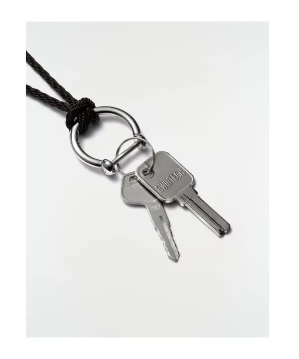 LEMAIRE Keyring Necklace With Braided Recycled Leather Cord - Silver