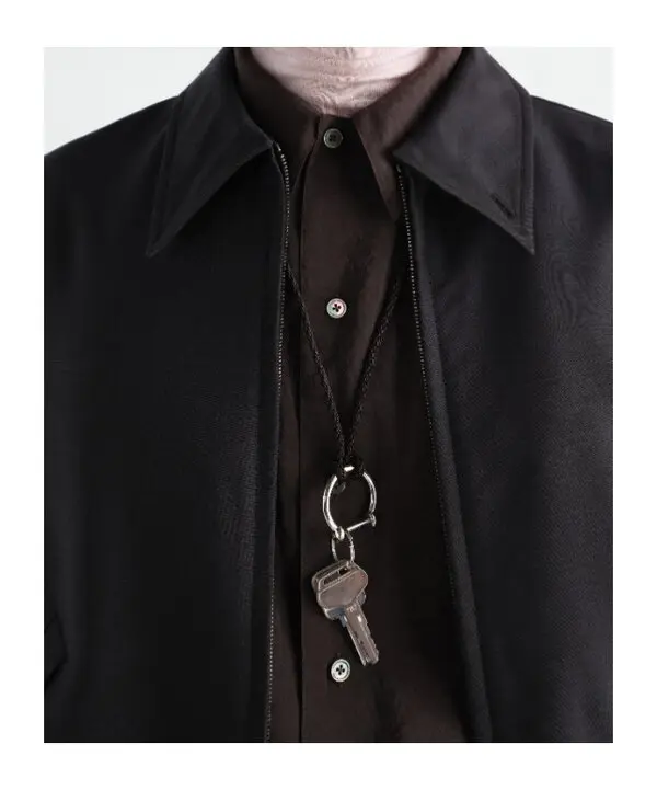 LEMAIRE Keyring Necklace With Braided Recycled Leather Cord - Silver