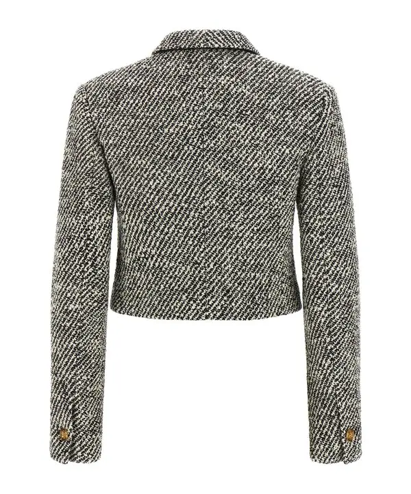 Versace Cropped Wool Bouclé Blouson With Medusa Head Buttons