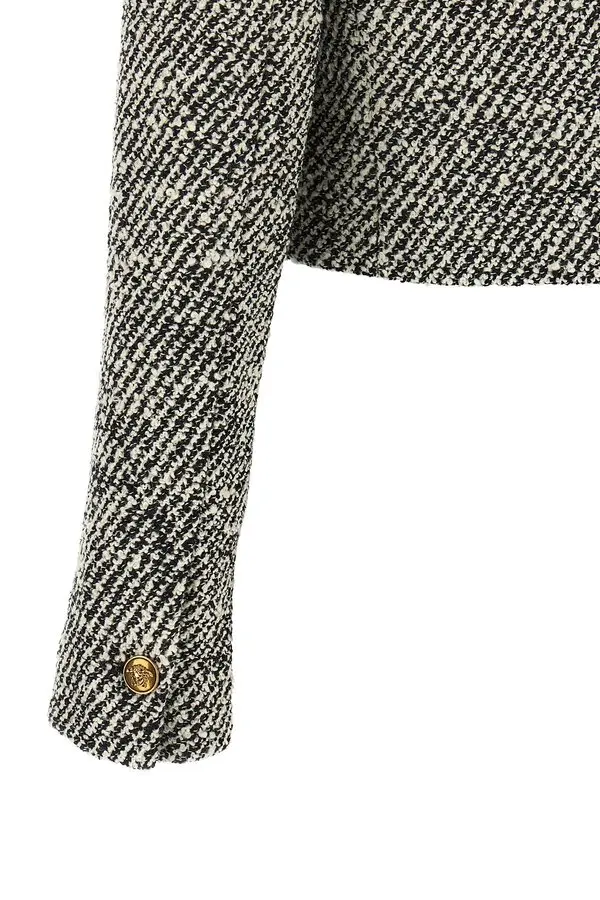 Versace Cropped Wool Bouclé Blouson With Medusa Head Buttons