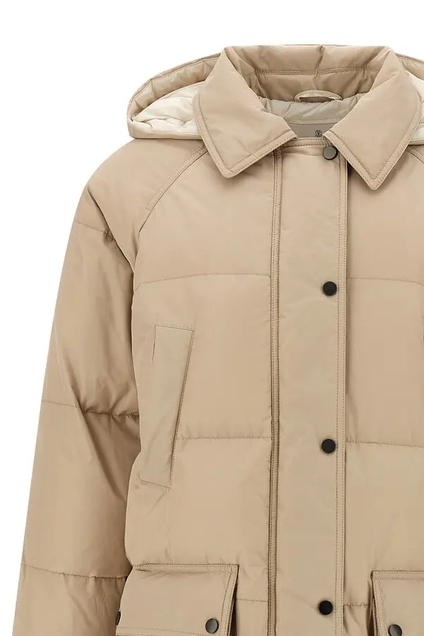 Brunello Cucinelli Zipped Hooded Quilted Coat