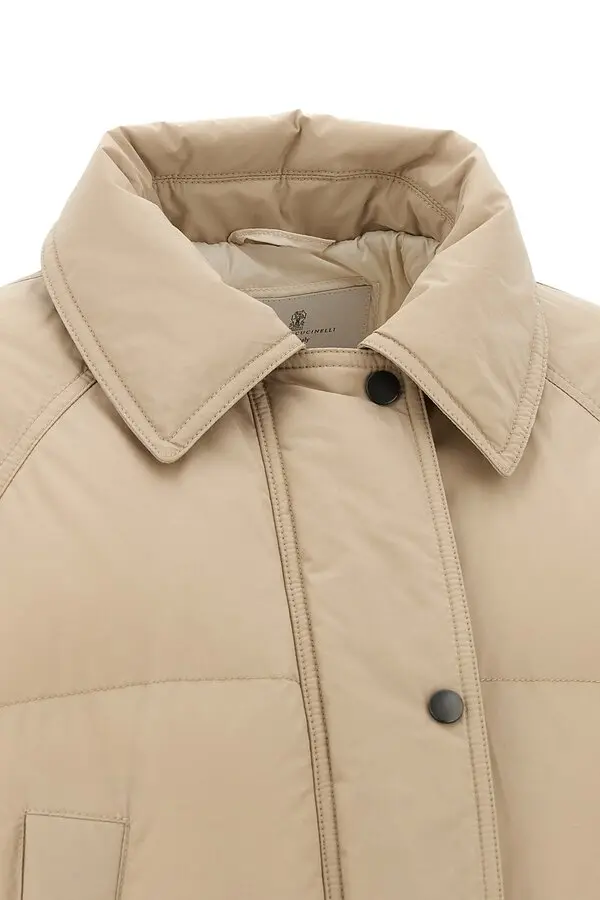 Brunello Cucinelli Zipped Hooded Quilted Coat