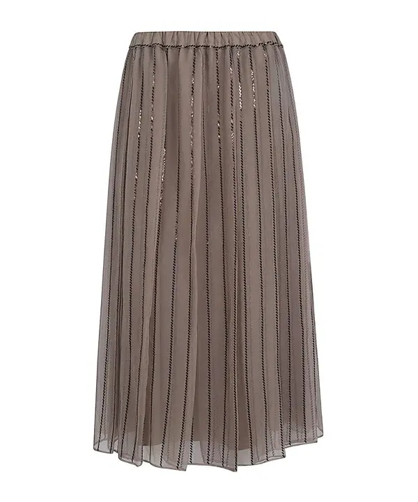 Brunello Cucinelli Striped Midi Skirt With Sequins