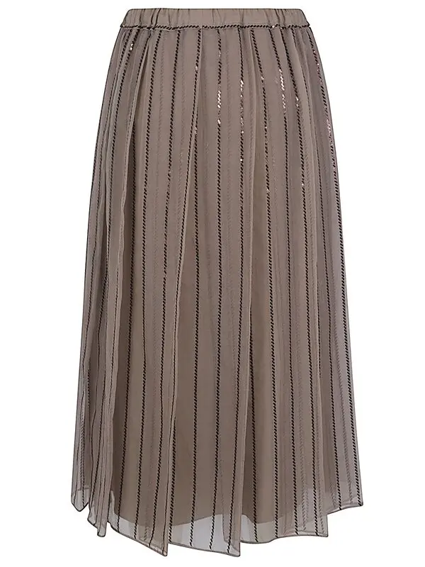 Brunello Cucinelli Striped Midi Skirt With Sequins