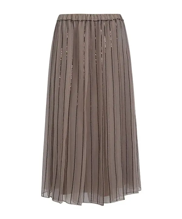Brunello Cucinelli Striped Midi Skirt With Sequins