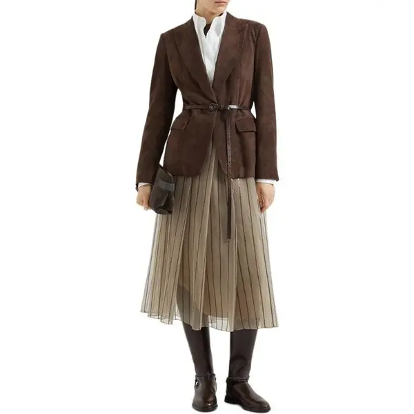 Brunello Cucinelli Striped Midi Skirt With Sequins