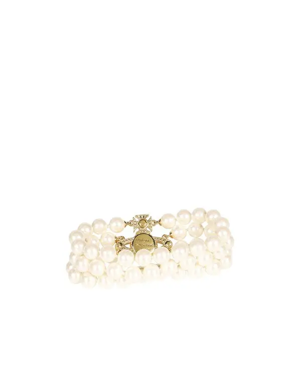 VIVIENNE WESTWOOD Three Row Pearl Bracelet With Logo Pendant