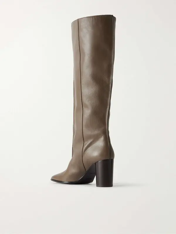LEMAIRE Crease Leather Knee Boots