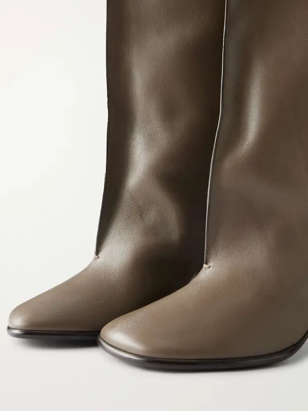 LEMAIRE Crease Leather Knee Boots
