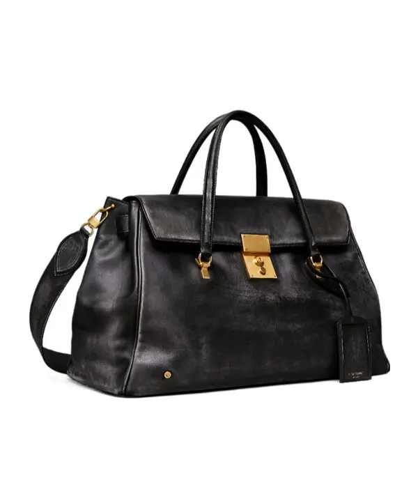 Thom Browne Bolton Weekender Distressed Leather Duffle Bag