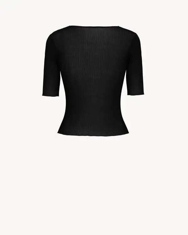 Saint Laurent Lace-trim Ribbed Top