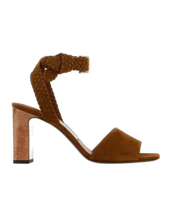 JIMMY CHOO Rori Braided Buckle Suede Sandals