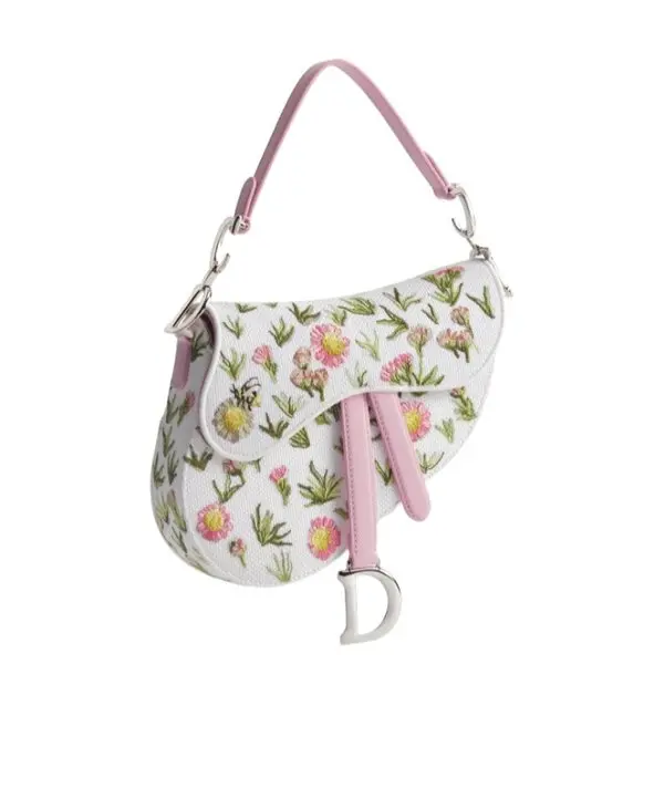 Dior Small Saddle Bag With Strap - White