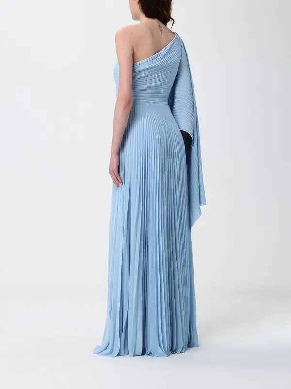 Solace London One-shoulder Pleated Maxi Dress - Blue