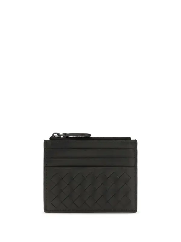 Bottega Veneta Intrecciato Zip Card Holder - Black