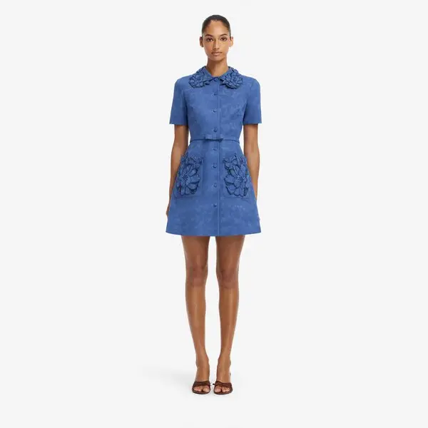 LEO LIN Ashley Appliqué Vegan Suede Mini Dress