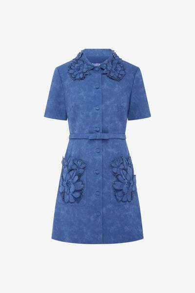 LEO LIN Ashley Appliqué Vegan Suede Mini Dress