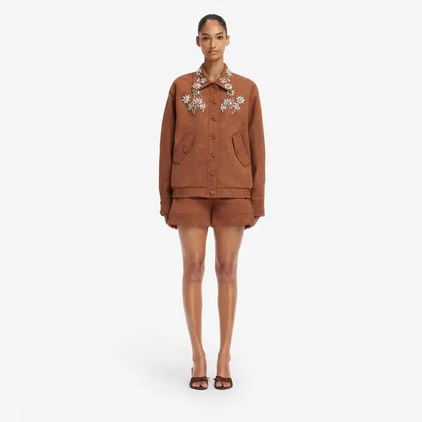 LEO LIN Astrid Embellished Vegan Suede Jacket