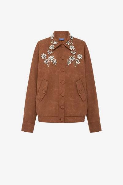 LEO LIN Astrid Embellished Vegan Suede Jacket