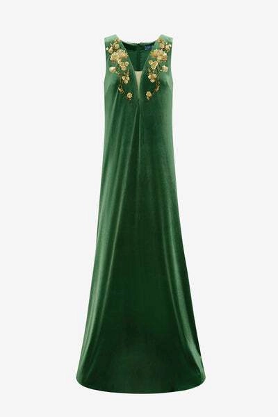 LEO LIN Agathy Velvet Embellished Gown
