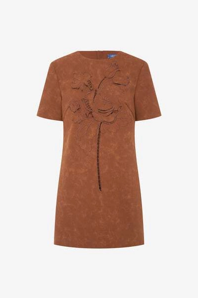 LEO LIN Alexa Appliqué Vegan Suede Tshirt Mini Dress