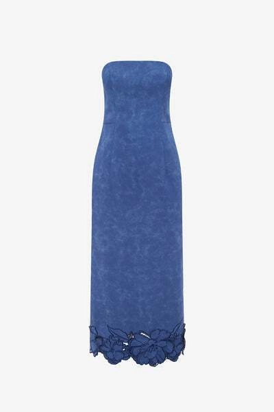 LEO LIN Rayna Appliqué Vegan Suede Bustier Maxi Dress